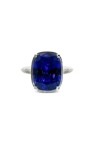 Sterling Forever 14k Plated Elongated Cushion Stone Ring - Silver