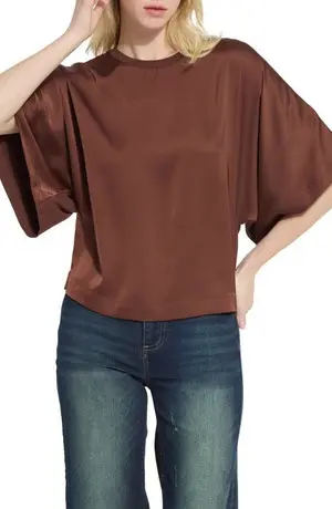 Lyssé Ginger Mixed Media Dolman Tee - Maple