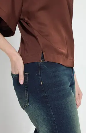 Lyssé Ginger Mixed Media Dolman Tee - Maple