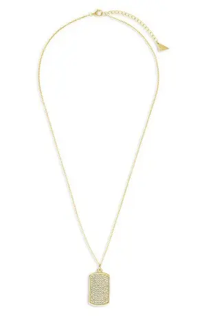 Sterling Forever Sterling Forever Pavé Cubic Zirconia Rectangle Pendant Necklace Gold