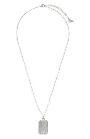 Sterling Forever Pavé Cubic Zirconia Rectangle Pendant Necklace - Silver