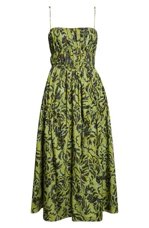 Ulla Johnson Vidri Midi Cotton Dress - Chartreuse