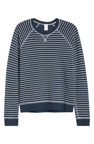 Marine Layer Raglan Sleeve Reversible Cotton Blend Top - Twilight Stripe