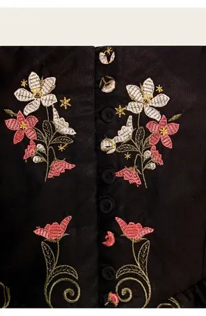 Agua Bendita Eslabón Noche Cropped Embroidered Top