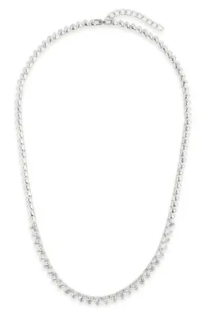 Sterling Forever Stephanie Heart Cubic Zirconia Tennis Necklace - Silver
