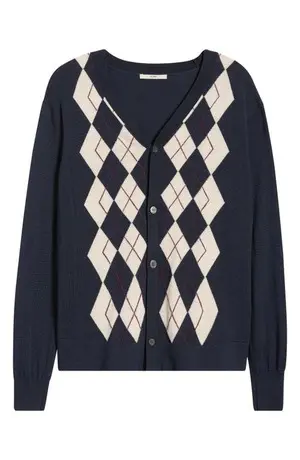 DL1961 Argyle Extra Fine Merino Wool V Neck Cardigan