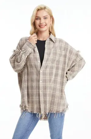 BAYEAS Plaid Cotton Shirt