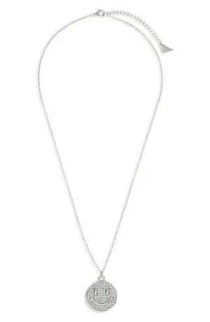 Sterling Forever Pavé Cubic Zirconia Positivity Pendant Necklace - Silver