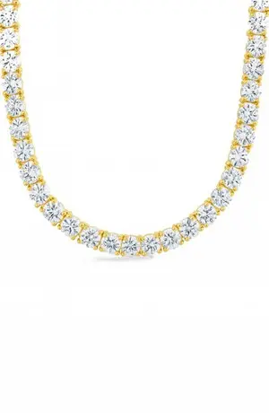 Sterling Forever Marisol Round Cut Cubic Zirconia Tennis Necklace - Gold