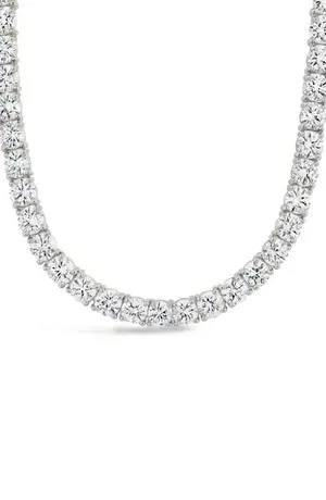 Sterling Forever Marisol Round Cut Cubic Zirconia Tennis Necklace - Silver