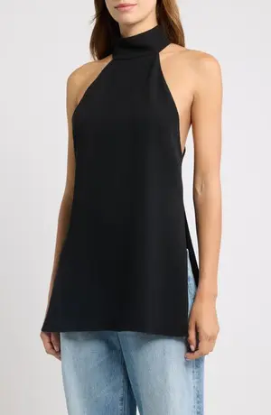 REFORMATION Niva High Neck Top - Black