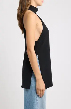 REFORMATION Niva High Neck Top - Black