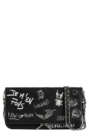 Zadig&Voltaire Rock Arty Tag Leather Clutch - Black