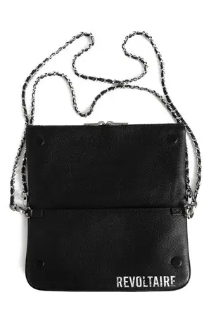 Zadig&Voltaire Rock Arty Tag Leather Clutch - Black
