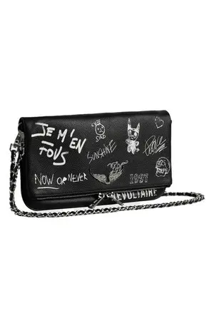 Zadig&Voltaire Rock Arty Tag Leather Clutch - Black