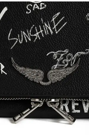 Zadig&Voltaire Rock Arty Tag Leather Clutch - Black