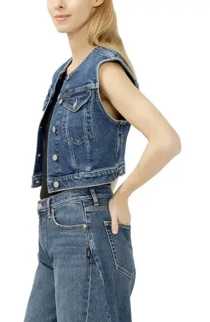 SILVER JEANS CO. Crop Denim Trucker Vest