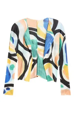Issey Miyake Printed Open Front Cardigan - Blue Multi