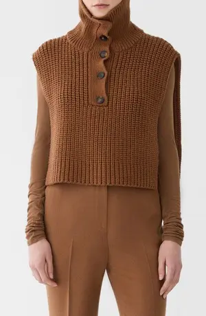 Lafayette 148 New York Merino Wool Button-front Dickie