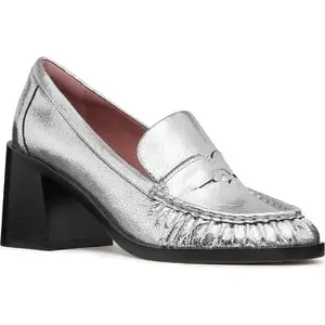 Kate Spade New York Metallic Leather Penny Loafer Pump - Silver