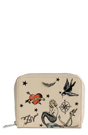 Zadig&Voltaire Mini Zv Tattoo Leather Zip Around Wallet