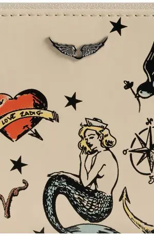 Zadig&Voltaire Mini Zv Tattoo Leather Zip Around Wallet