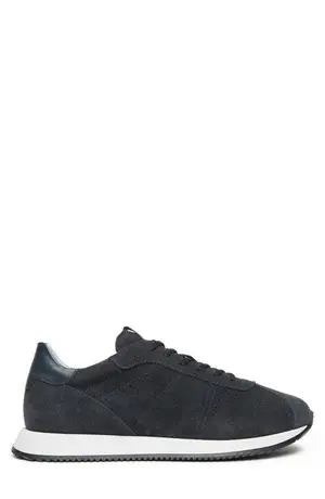 NEROGIARDINI Retro Leather Lace Up Sneaker - Navy