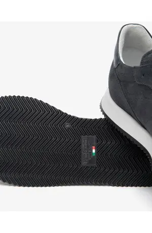 NEROGIARDINI Retro Leather Lace Up Sneaker - Navy