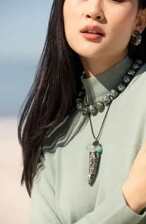 Nest Jewelry Abalone Tusk Cord Pendant Necklace