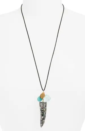 Nest Jewelry Abalone Tusk Cord Pendant Necklace