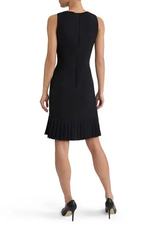 KASPER Pleated Sleeveless Sheath Dress - Black