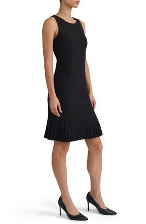 KASPER Pleated Sleeveless Sheath Dress - Black
