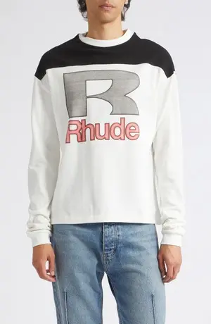Rhude Racing Panel Long Sleeve Graphic T-shirt