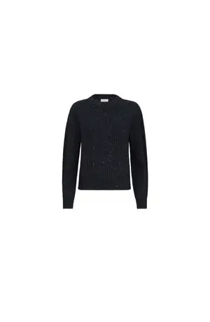 Brunello Cucinelli Sequined Ribbed Crewneck Sweater