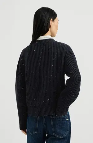 Brunello Cucinelli Sequined Ribbed Crewneck Sweater