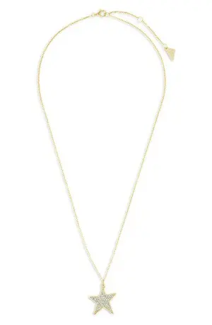 Sterling Forever Pavé Cubic Zirconia Star Pendant Necklace - Gold