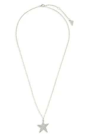 Sterling Forever Pavé Cubic Zirconia Star Pendant Necklace - Silver