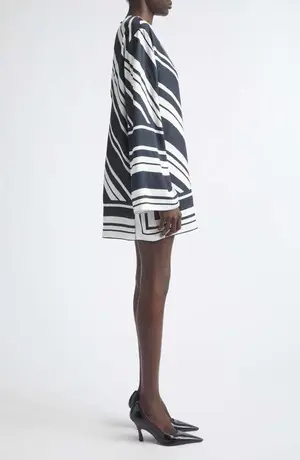 Brandon Maxwell The Leni Stripe Long Sleeve Tunic Dress