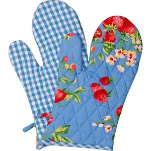 MODERN PRAIRIE Strawberry Magic Oven Mitt - Blue