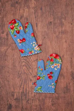 MODERN PRAIRIE Strawberry Magic Oven Mitts Set Of 2