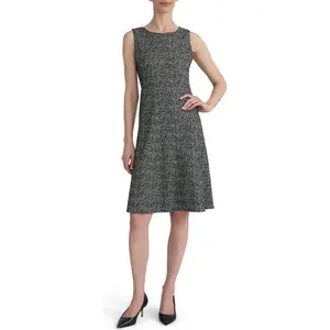 KASPER Sleeveless Fit & Flare Dress - Black/white