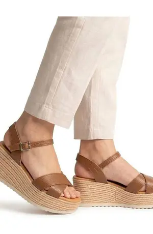 MENINA STEP Rita Espadrille Wedge Sandal - Tan