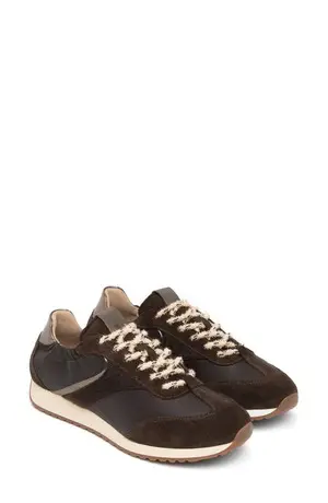 NEROGIARDINI Leather And Suede Low Top Sneakers - Chocolate