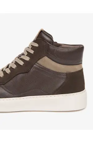 NEROGIARDINI High Top Retro Sneaker - Chocolate