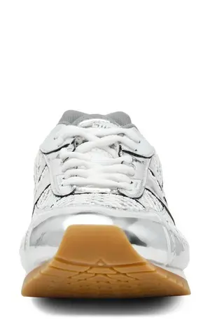 Steve Madden Pager Sneaker With Mesh And Metallic Paneling