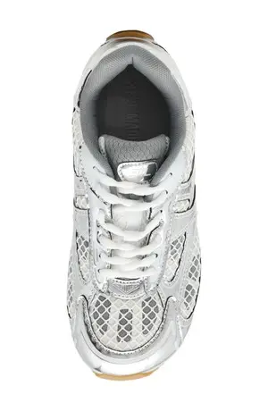 Steve Madden Pager Sneaker With Mesh And Metallic Paneling