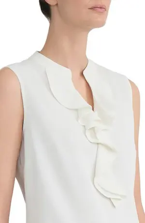 KASPER Sleeveless Ruffled Front Top