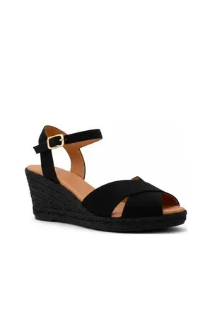 MENINA STEP Jimena Medium Double Band Espadrille Wedge Sandal - Black