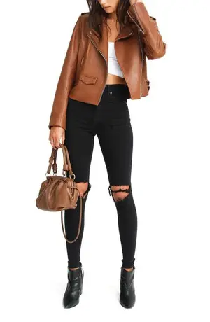 BELLE & BLOOM Just Friends Leather Moto Jacket