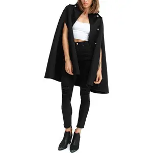 BELLE & BLOOM On My Mind Wool Blend Cape - Black